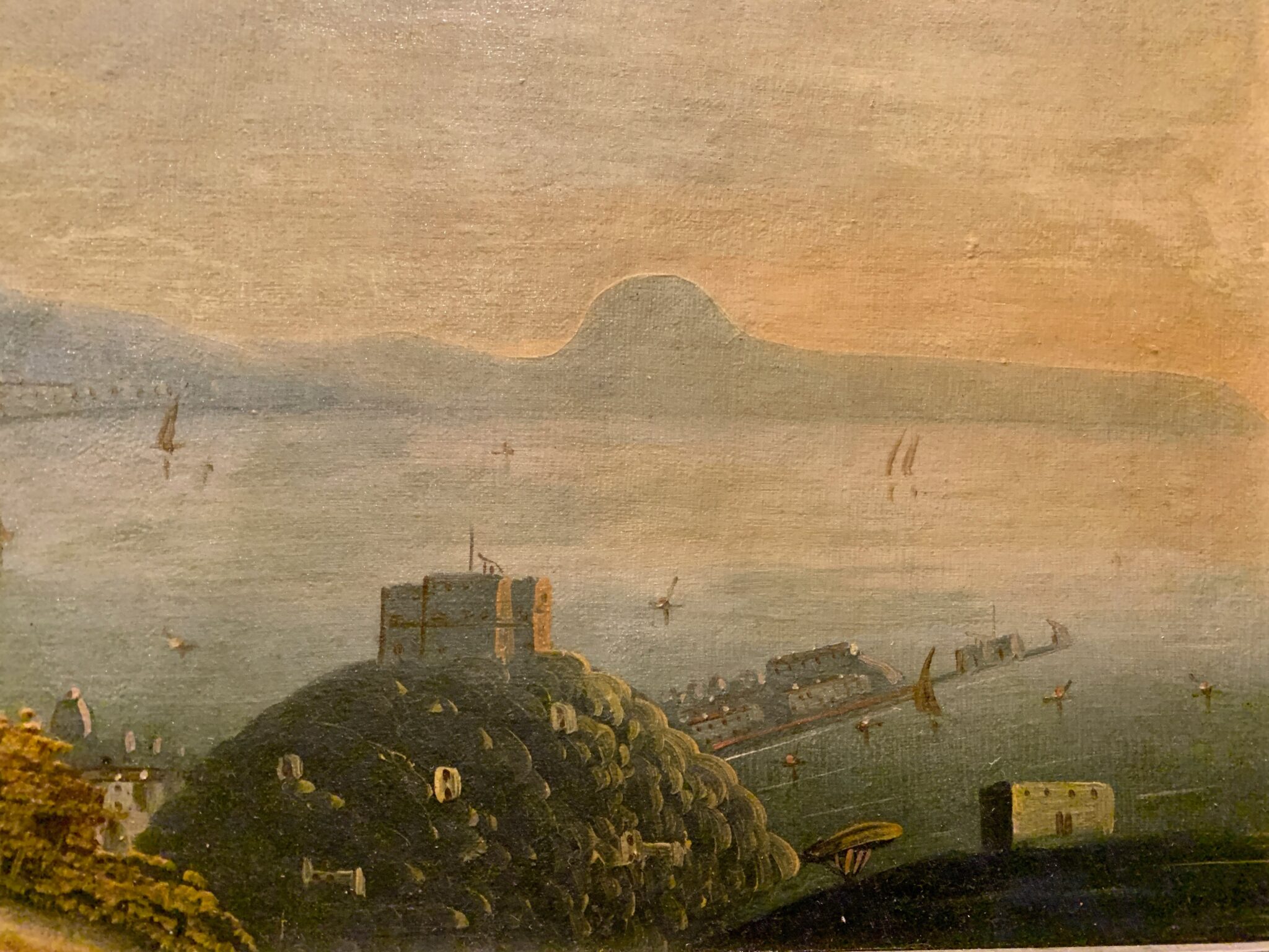 Pair of Circa 19th Century Italian Harbor Scenes of the Gulf of Naples ...