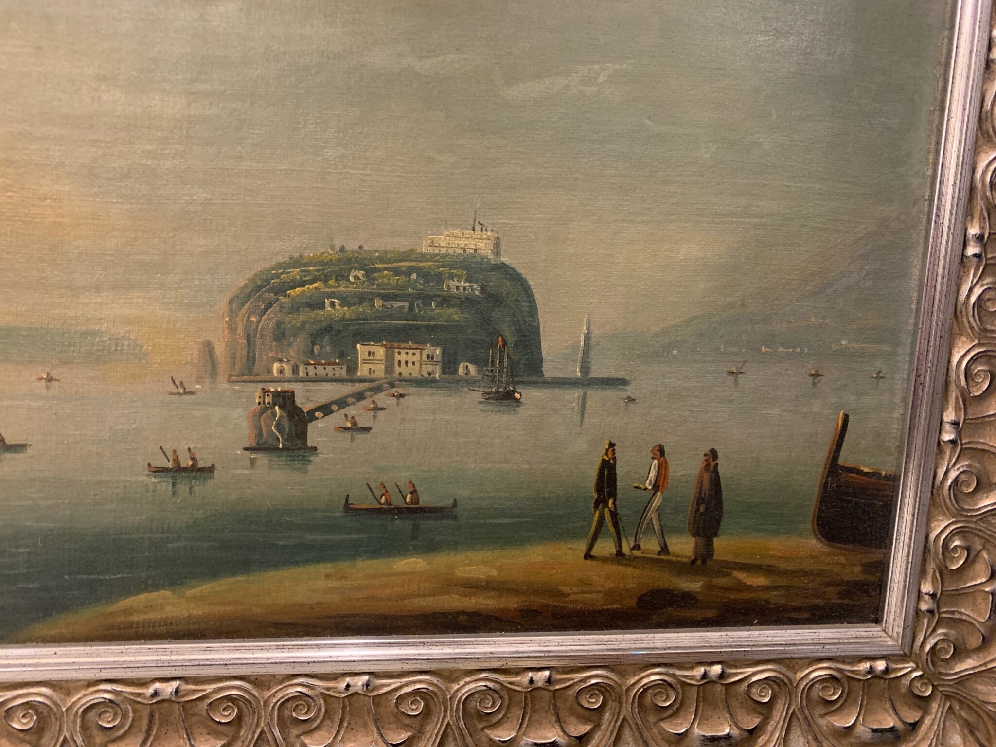 Pair of Circa 19th Century Italian Harbor Scenes of the Gulf of Naples ...