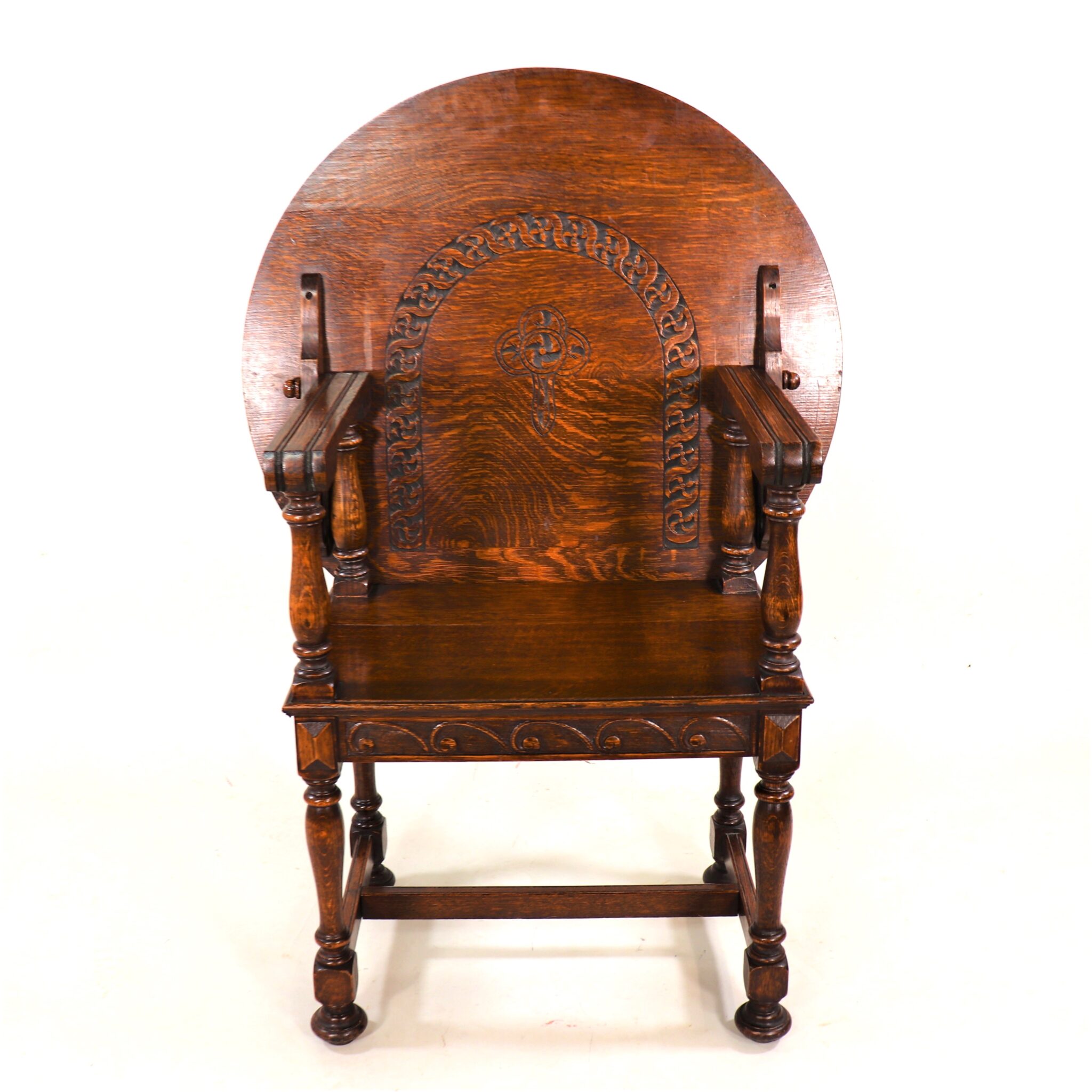 Circa 1910 Metamorphic Oak Monks Table Chair - Antiques Resources, Chicago