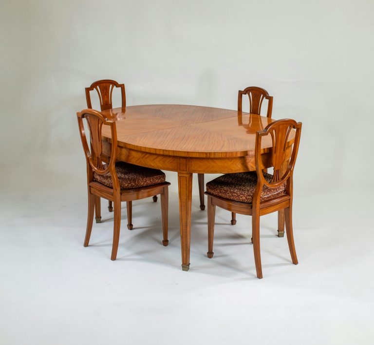 Edwardian Period English Hepplewhite-Inspired Satinwood Dining Ensemble ...